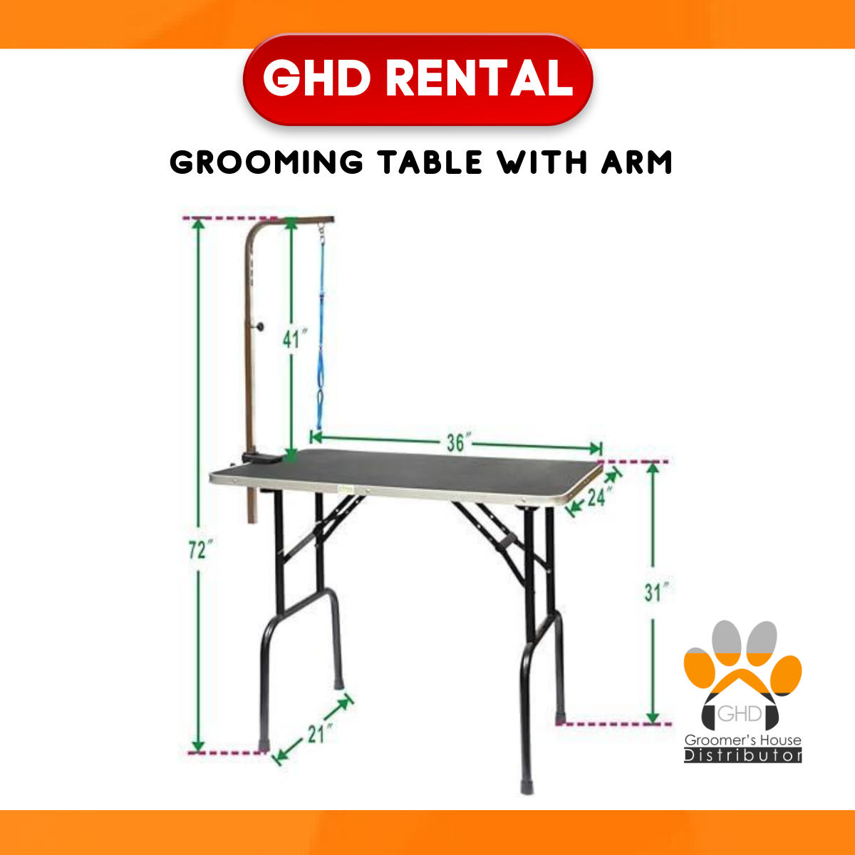 GHD RENTAL GROOMING TABLE WITH ARM (PER DAY) – Groomer's House ...